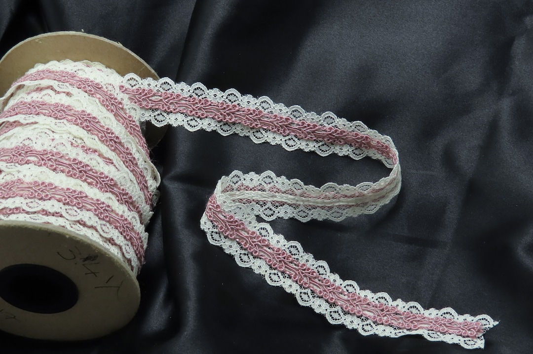 Lace With Gimp 1 1/8" Galloon Ivory & Colonial Rose Priced per Yard - Etsy
