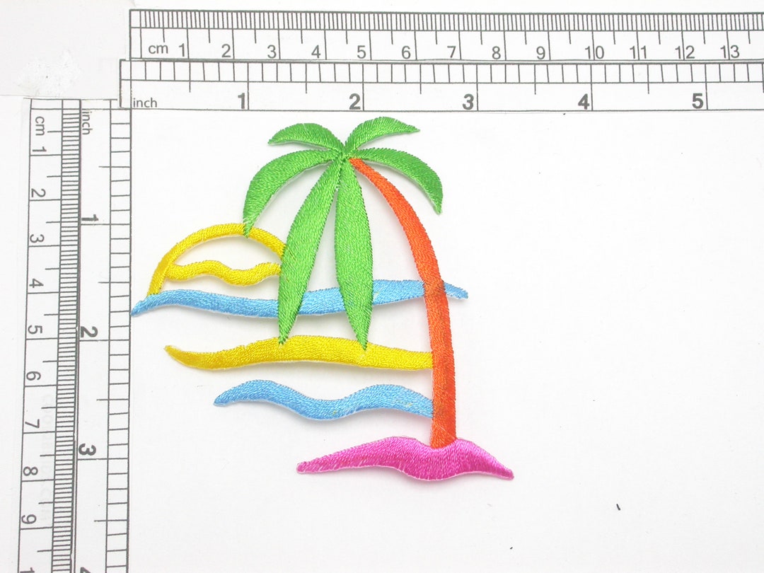 Embroidered Palm Tree Ocean Iron on Patch (3 3/8" X 3 1/4") - Etsy