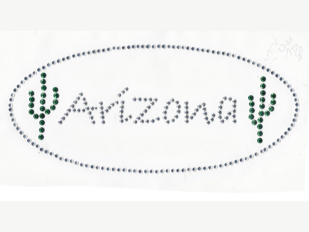 Arizona Studded Applique Cactus Colors - Silver Green Measures 8" Wide ...