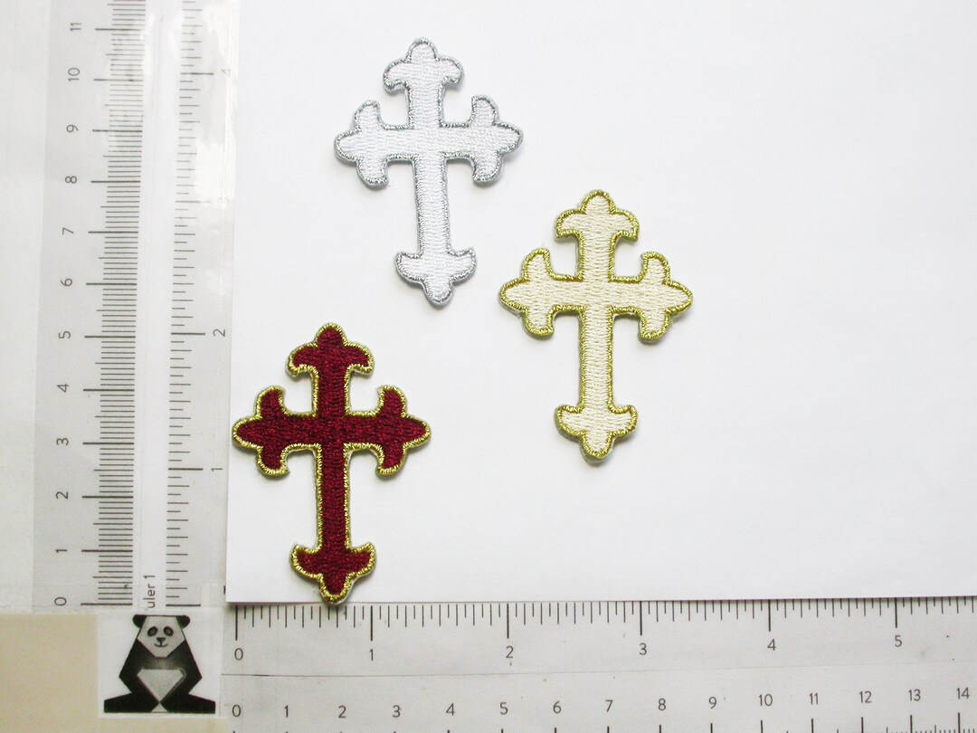 5 X Bordered Cross Patch 2" (50mm) Iron on Patch Applique - Etsy
