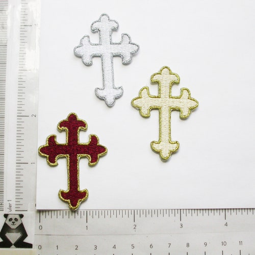 Cross Iron on Patch Embroidered Applique Sacred Heart 2 - Etsy