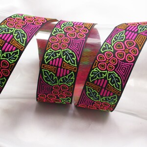 Jacquard Ribbon 1 5/16" (33MM) Hibiscus Choice of 4 Colors Polyester 3 ...