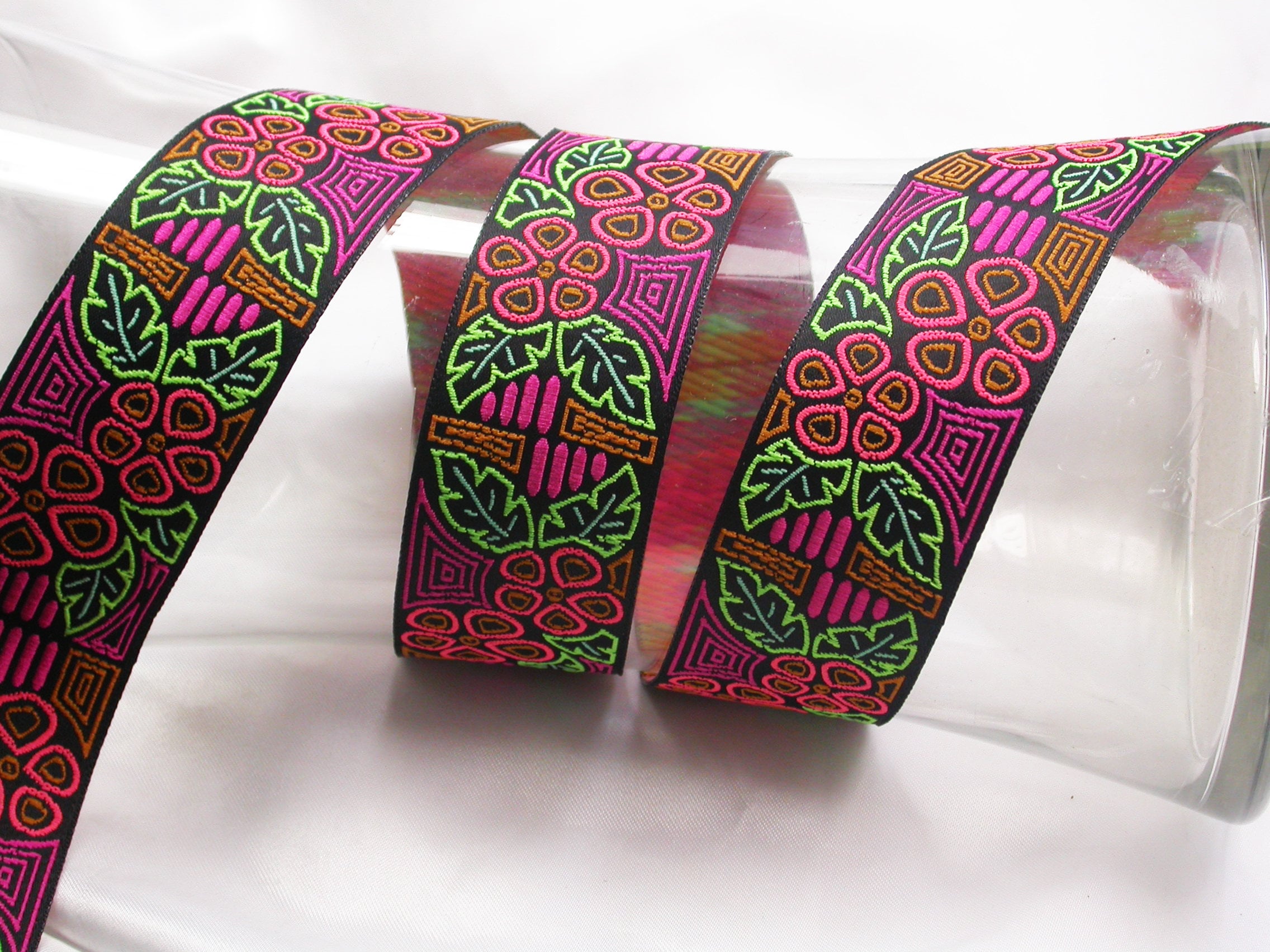 Jacquard Ribbon 1 5/16" (33MM) Hibiscus Choice of 4 Colors Polyester 3 ...
