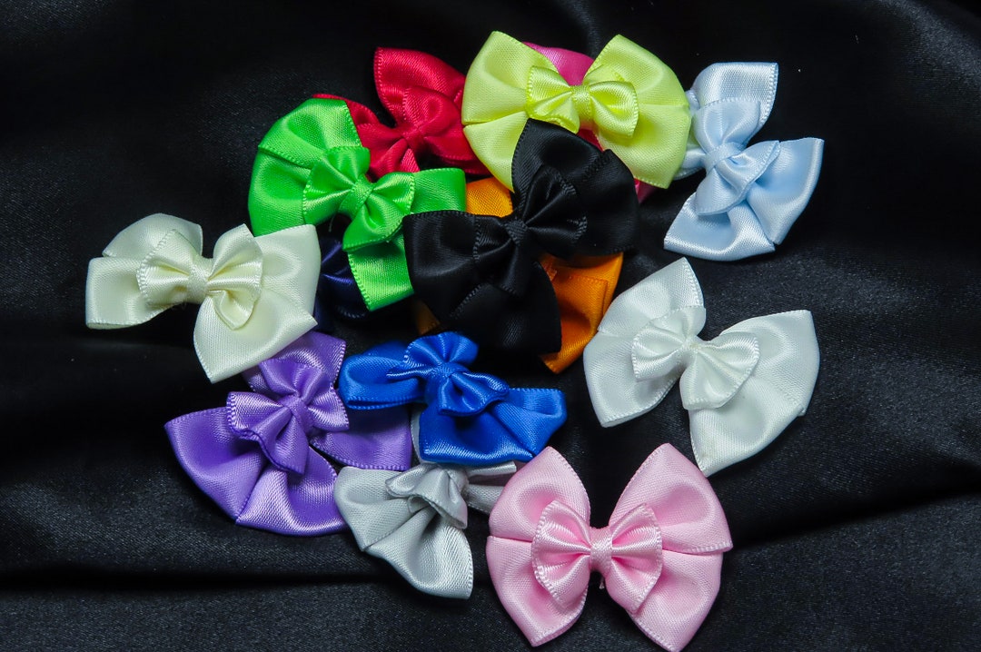 Single Color Double Ribbon Bows Polyester Satin 1 5/8" (41mm) X 1 3/8 ...
