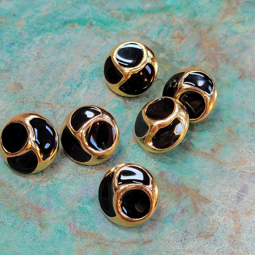 4 Gold & Black Abstract Inlay Buttons 18mm Plastic Shank - Etsy