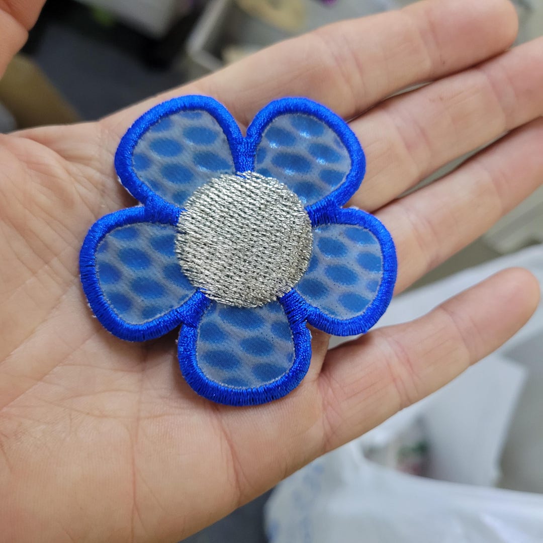 Holographic Daisy Iron on Patch – Embroidered Applique (2.5