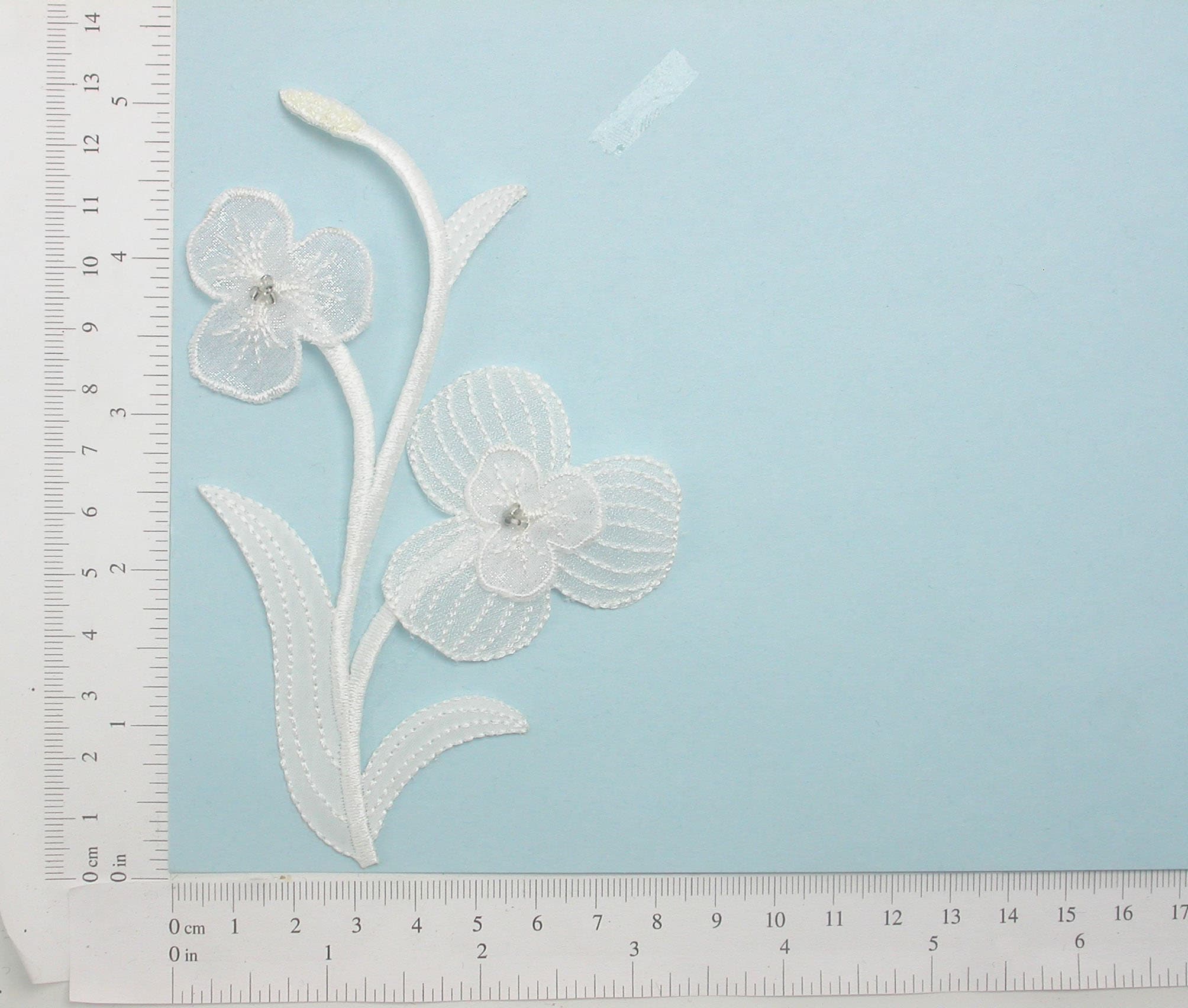 Bridal Beaded Flower Spray Layered Sheer Shimmering White - Iron on ...