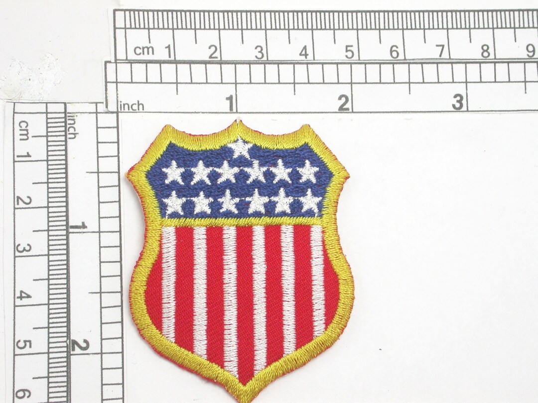 Stars & Stripes Shield Badge Iron on Patch Applique Measures 1 7/8 ...