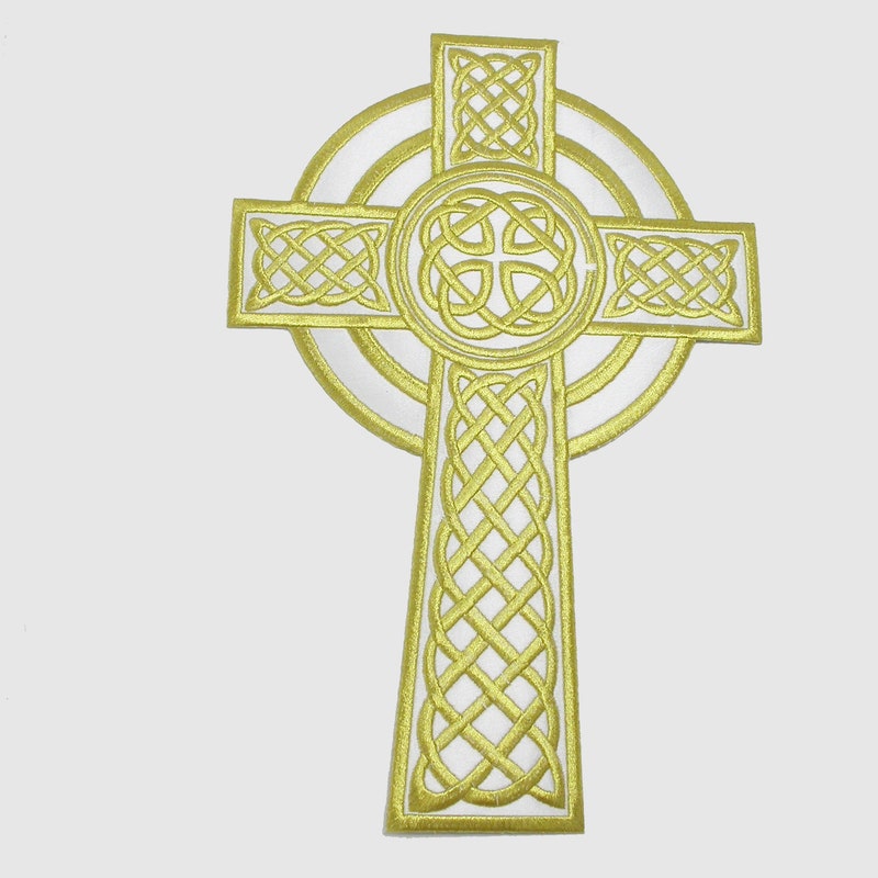 White Celtic Cross Patch - Etsy