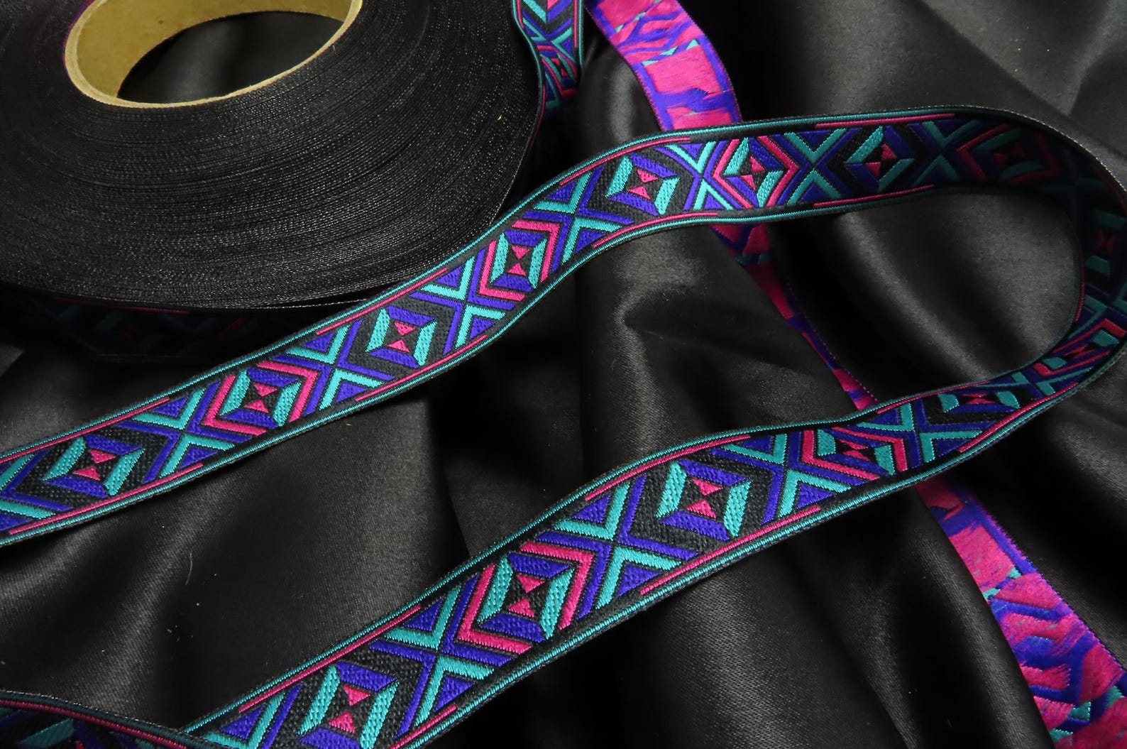 Jacquard Ribbon 7/8" 22mm Aztec Purple Pink Aqua 6 Yards - Etsy