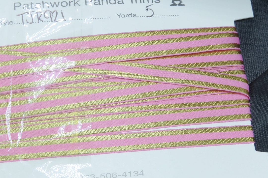 Narrow Jacquard Border Ribbon 3/8" (10mm) Wide - Bubblegum Pink ...
