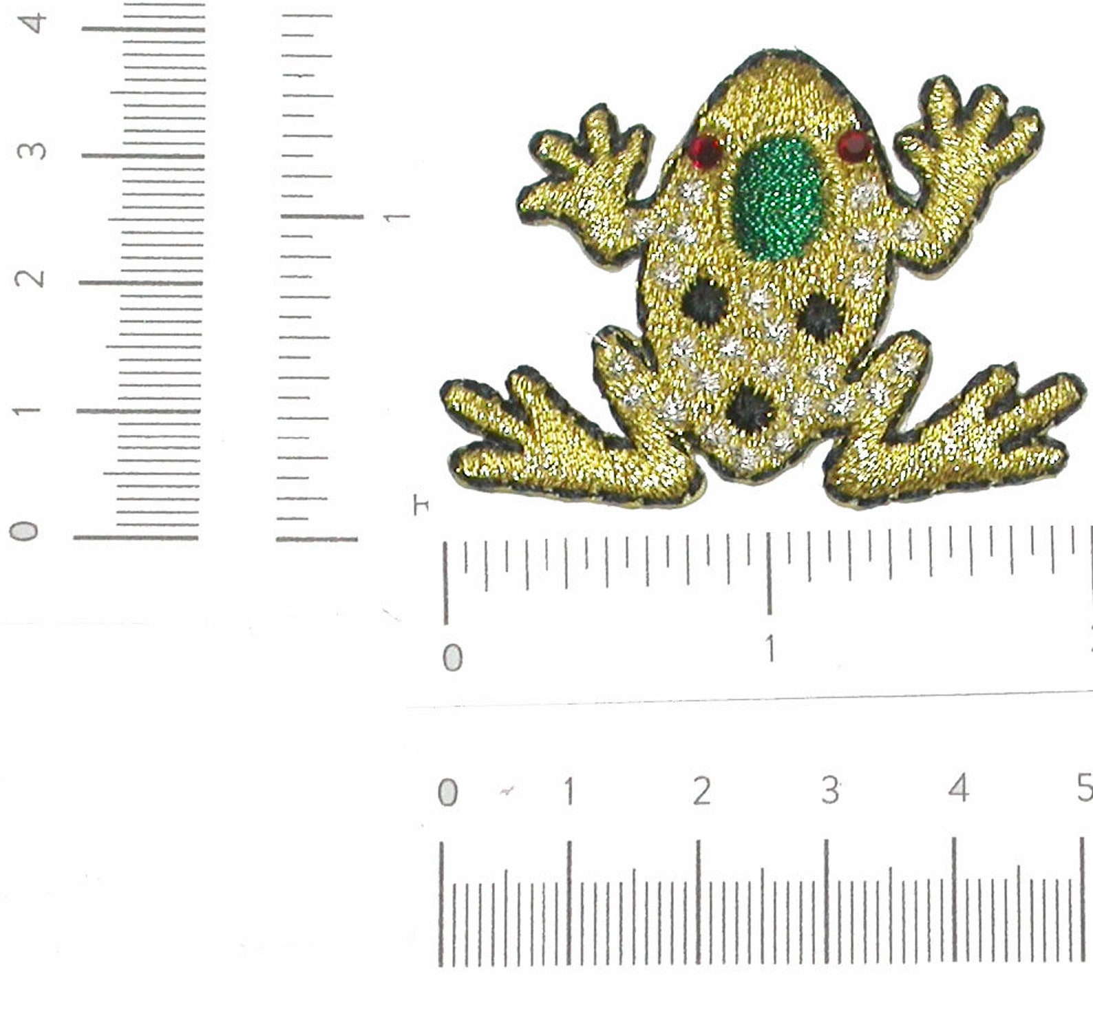 Frog Patch Gem Eye Embroidered Iron on Applique Measures - Etsy