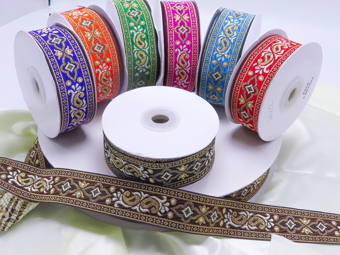 Jacquard Ribbon 1 3/8" Paisley Parade 9 Meters - Etsy