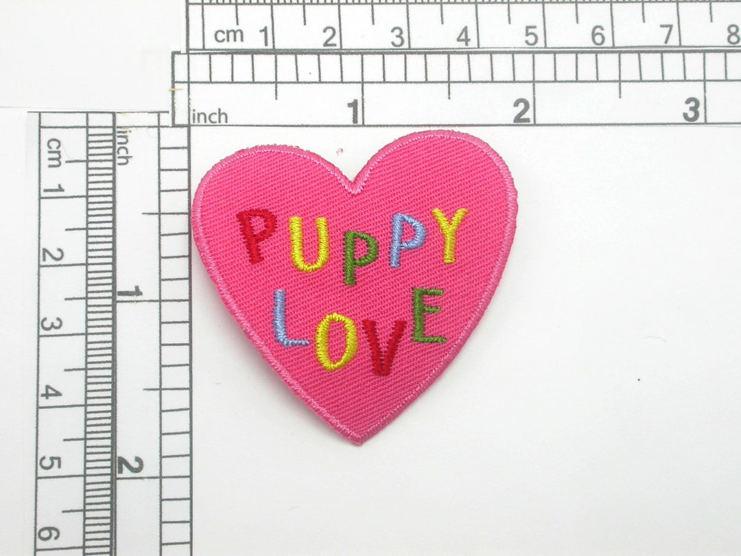 Puppy Love Heart Patch Iron on Embroidered Applique - Etsy