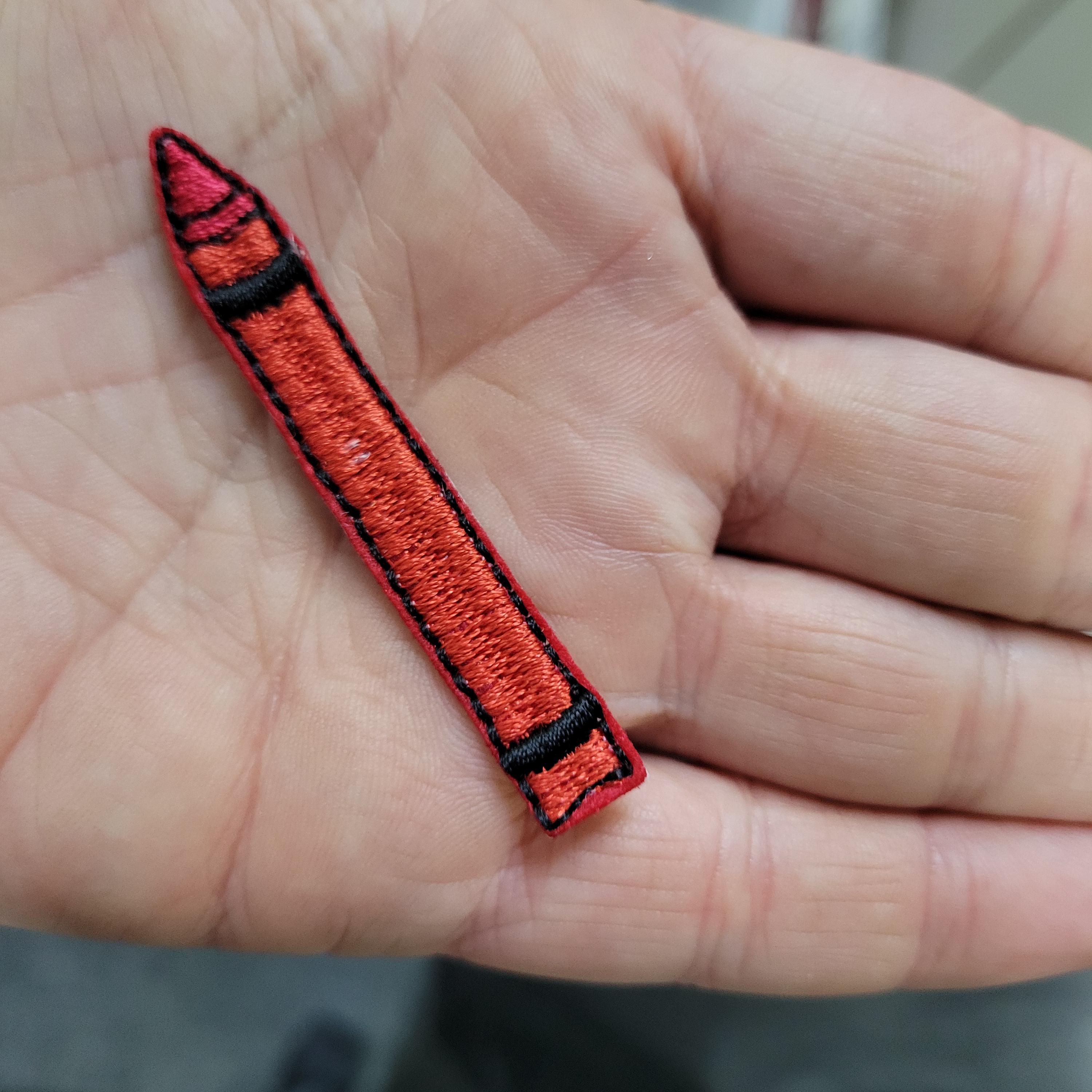 Crayon Iron on Patch Applique Fully Embroidered 2 1/2" Primary Colors ...