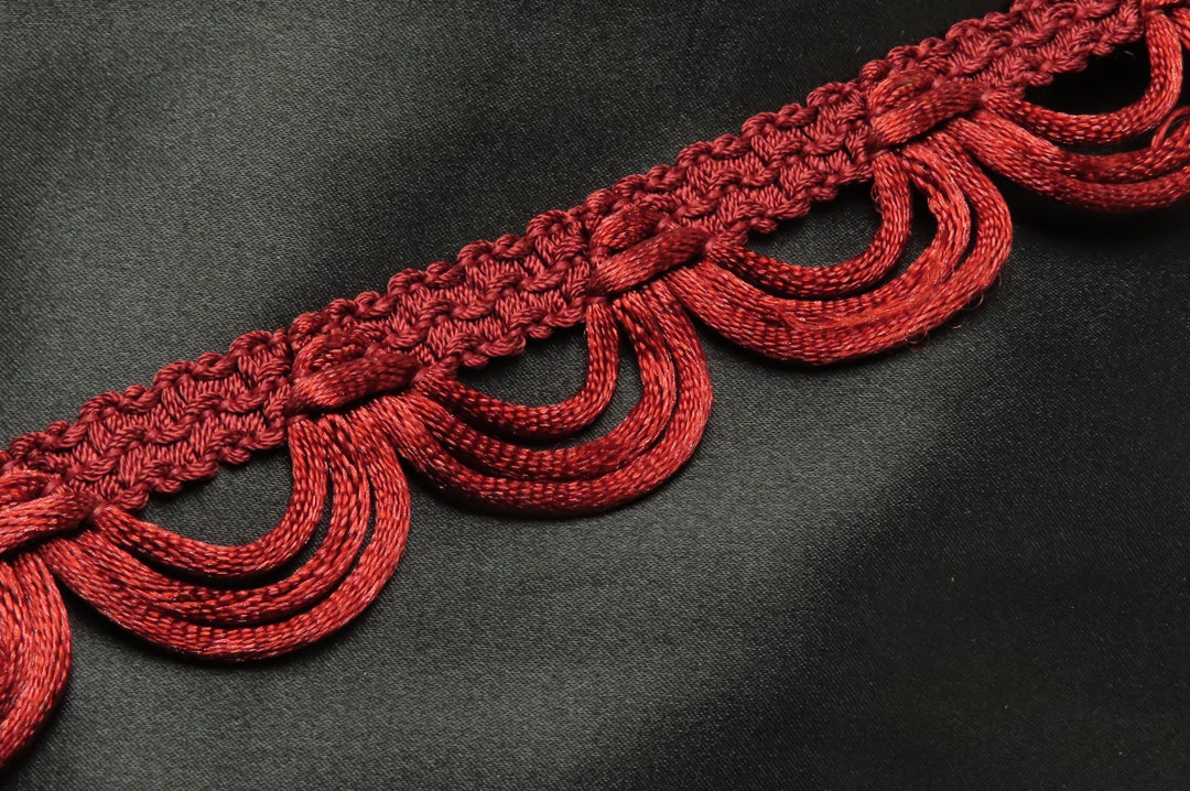 Brick Red Looped Fringe 1 1/2 38mm Braided Header Upholstery Trim ...
