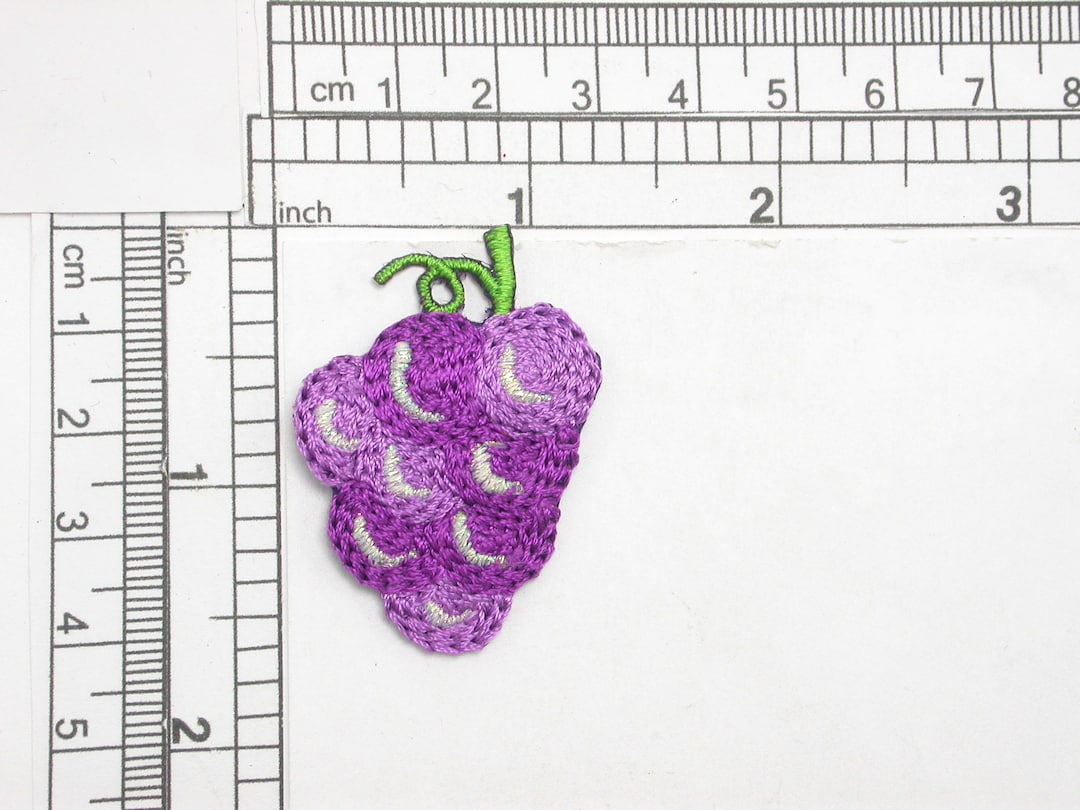 Grapes Bunch Sparkle Iron on Embroidered Applique 1 3/4" High X 1 1/4 ...