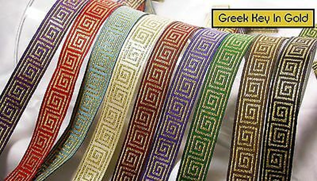 Metallic Greek Key Jacquard Ribbon 3/4" (20mm) (reversible) *colors* 5 ...