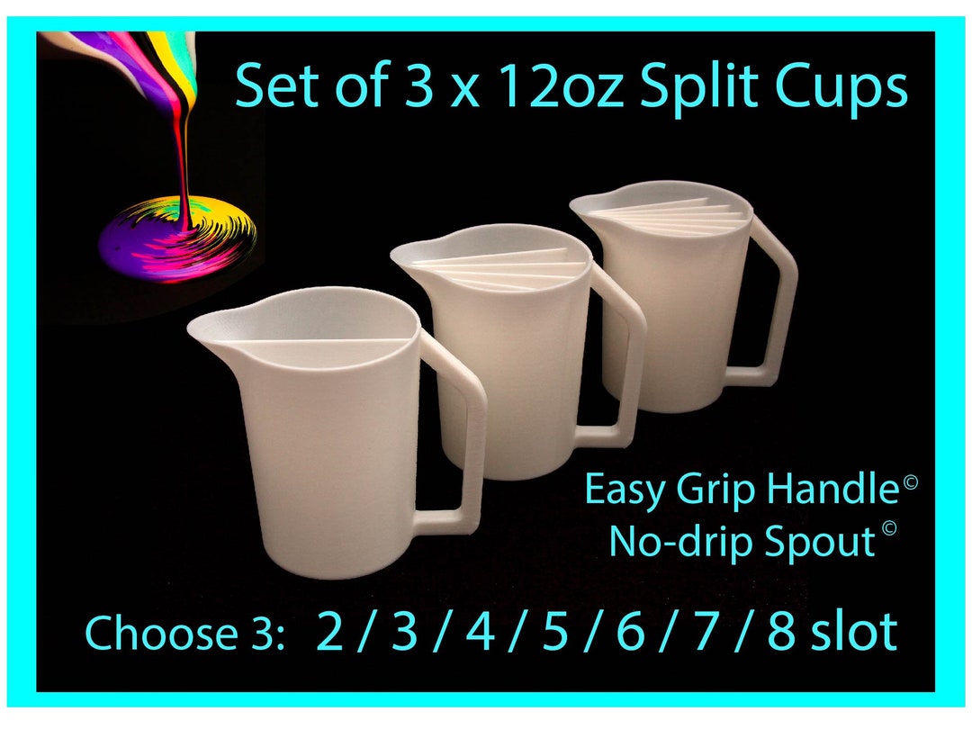 12oz Acrylic Pour Split Cup Set of 3 – With Handle & No-drip Spout - Etsy