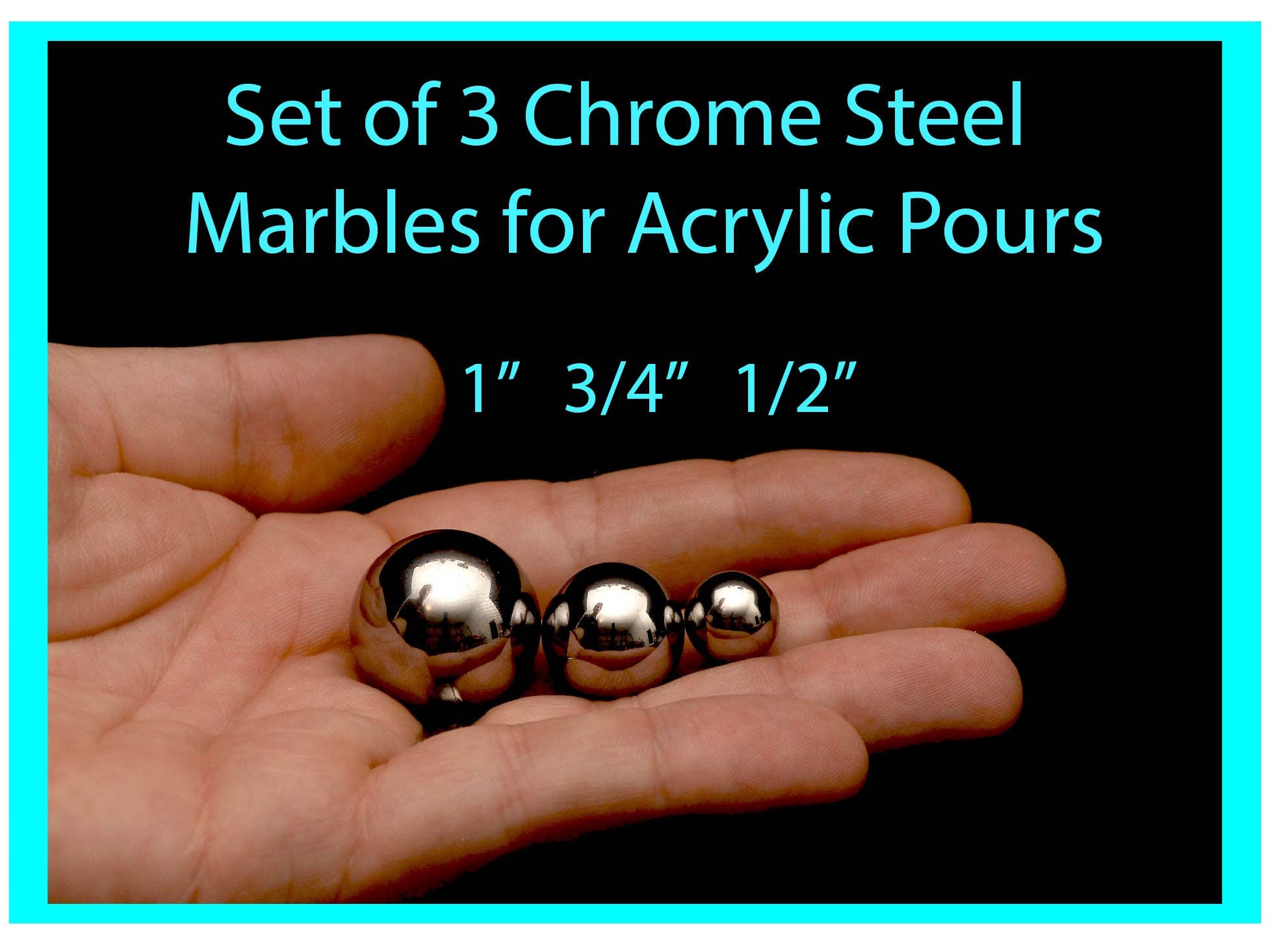 Set of 3 Chrome Steel Marbles for Acrylic Pours - Etsy Australia