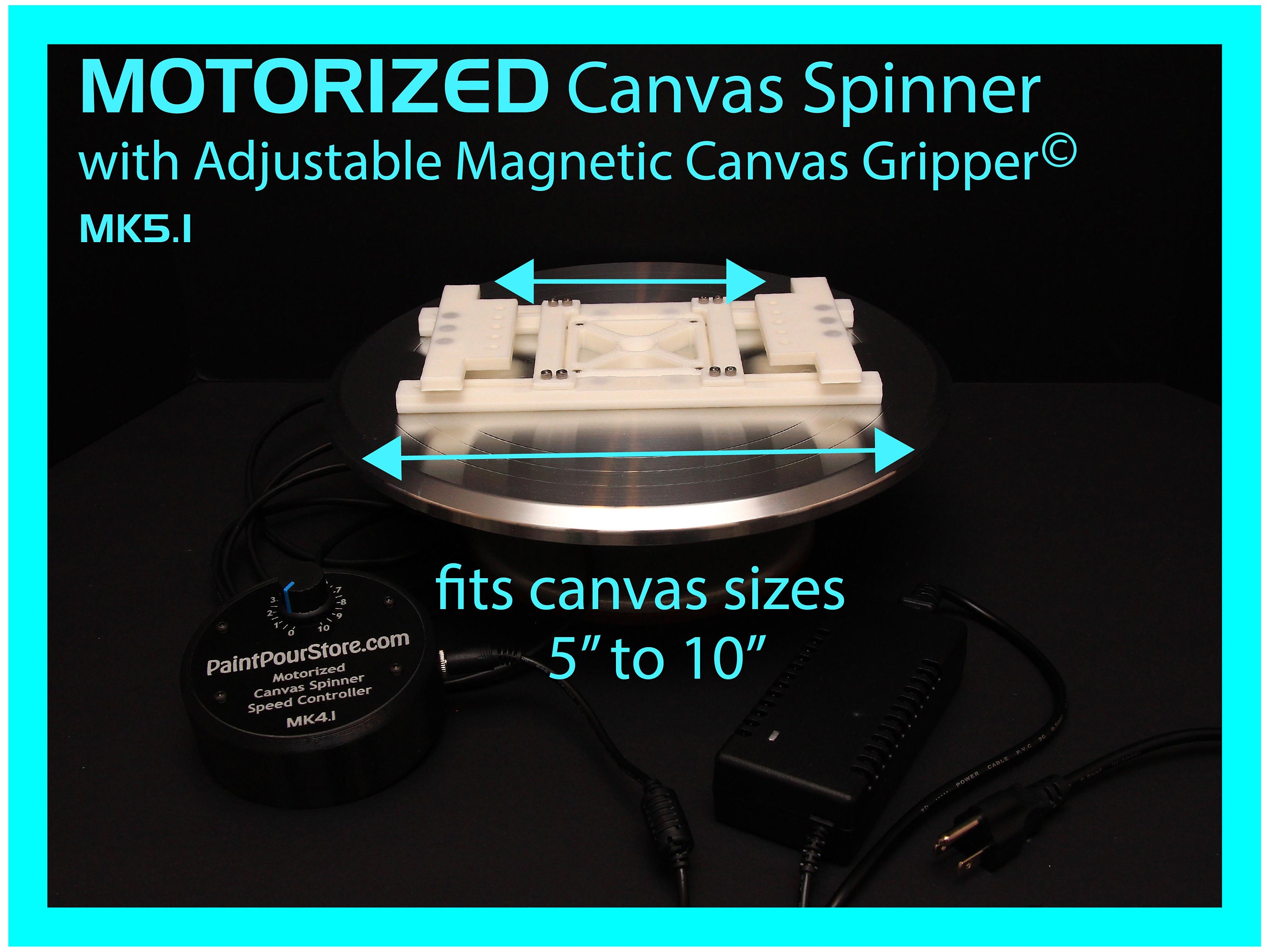 MOTORIZED Canvas Spinner With Adjustable Magnetic Canvas Gripper Lazy ...