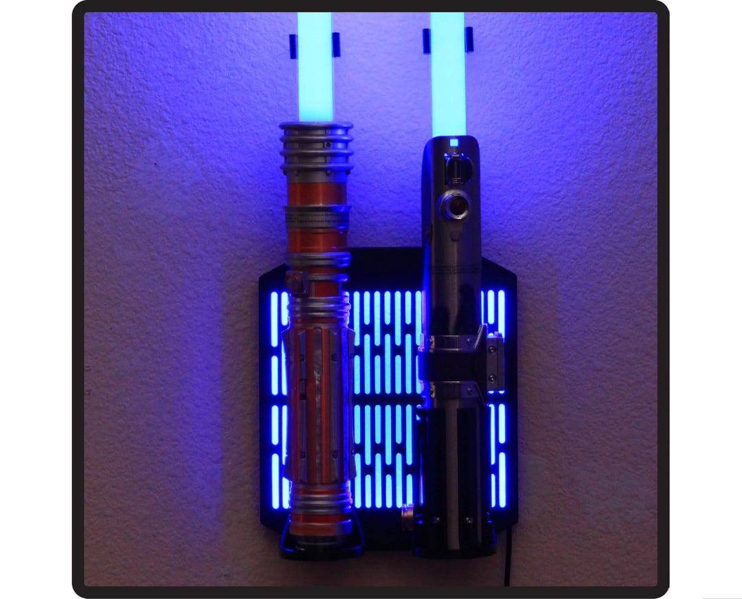 Double LED Lightsaber Wall Mount Stand Vertical - Fits All Lightsabers ...