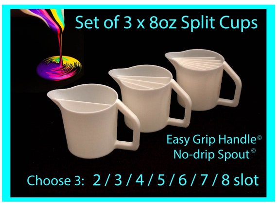 Set of 3 x 8oz Split Cup 2-8 Slots with Easy Grip Handle© and | Etsy