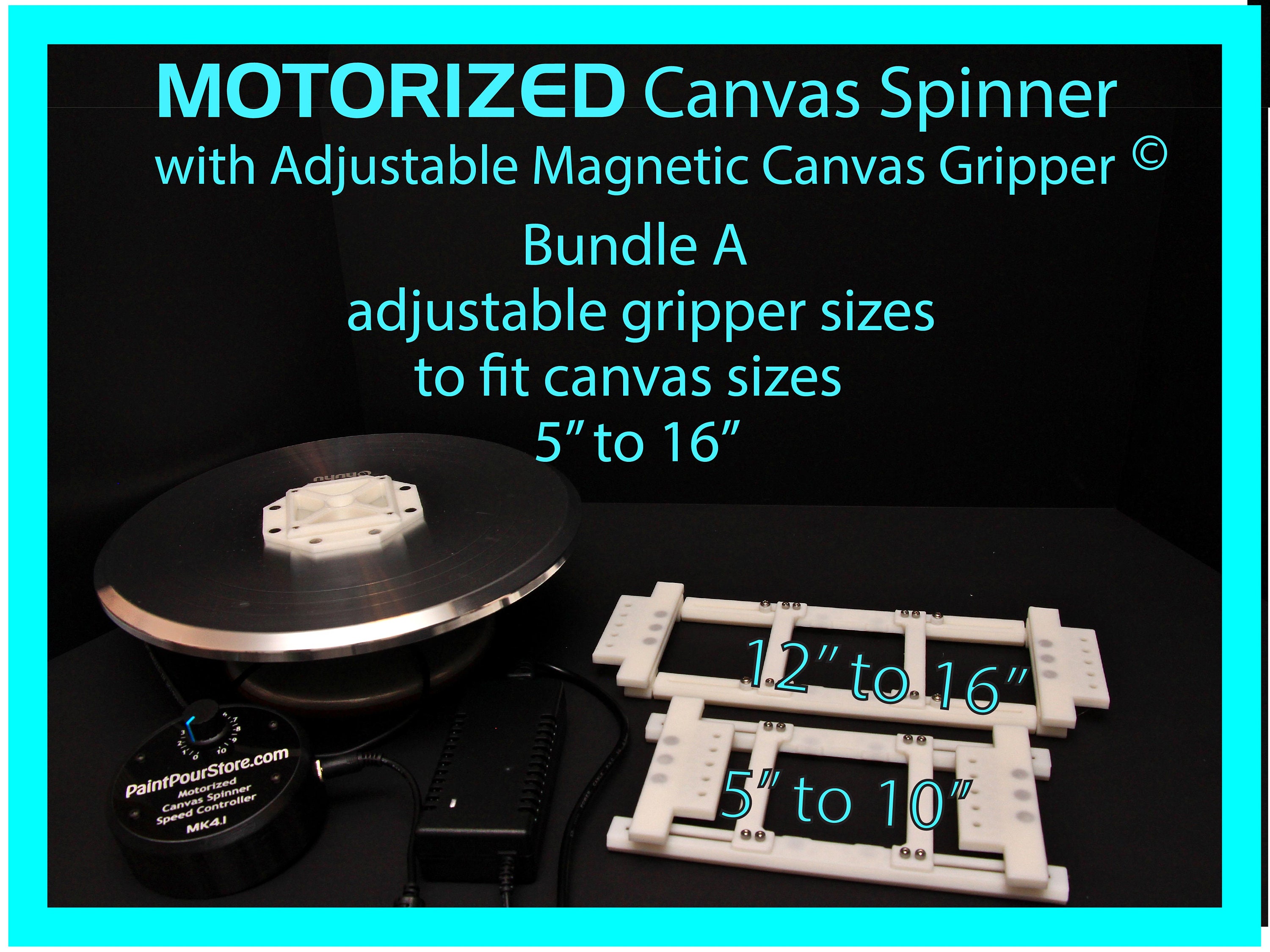 MOTORIZED Canvas Spinner With Adjustable Magnetic Canvas Gripper Lazy ...