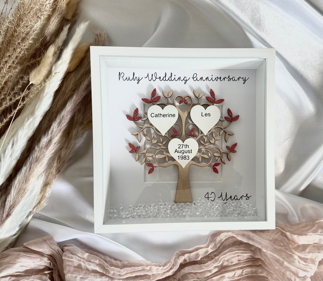 Personalised Wedding Anniversary Gift Frame Ruby Silver - Etsy