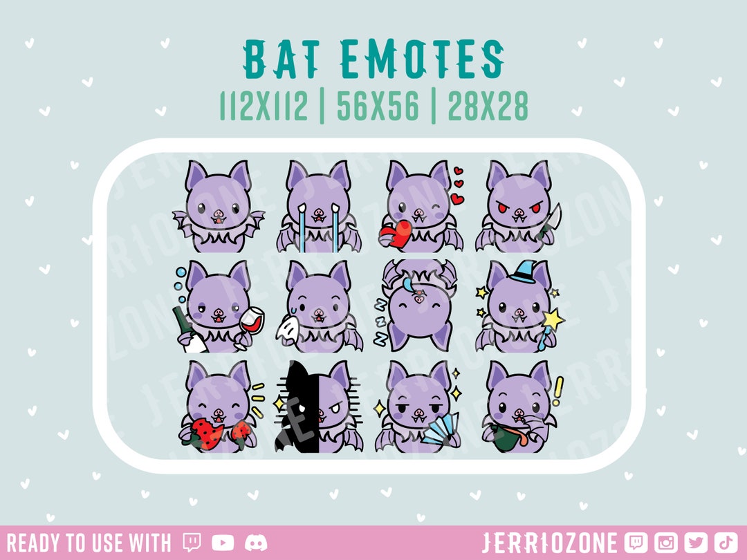 Set of 12 Bat Emotes Twitch, Discord, Youtube - Etsy