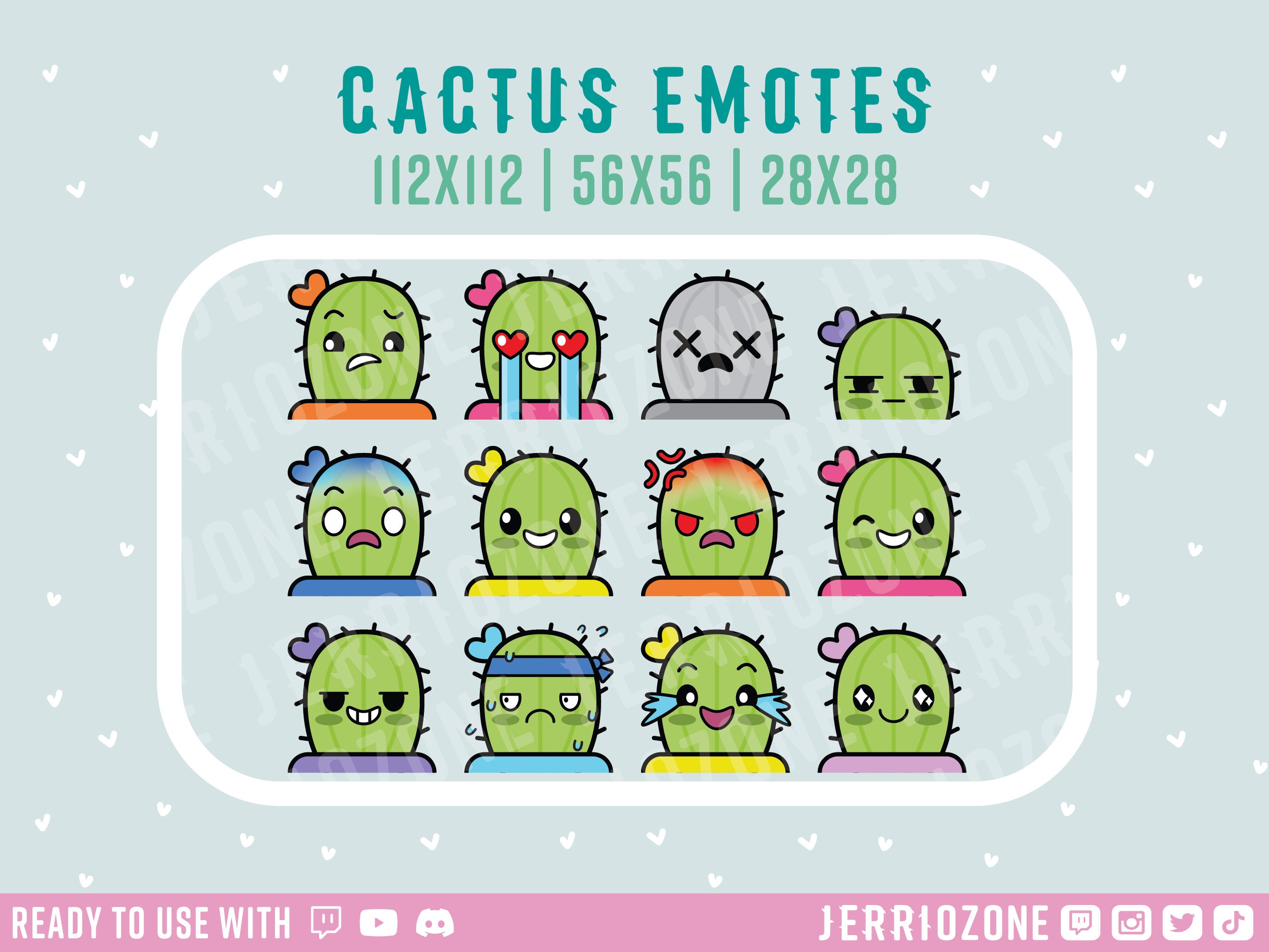 Set of 12 Cactus Emotes - Twitch, Discord, Youtube - Etsy