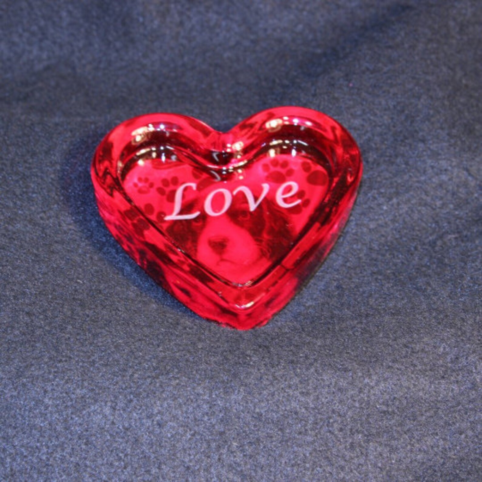 Love Red Heart Crystal Glass Paperweight, Puppy Paws With Saint Bernard ...