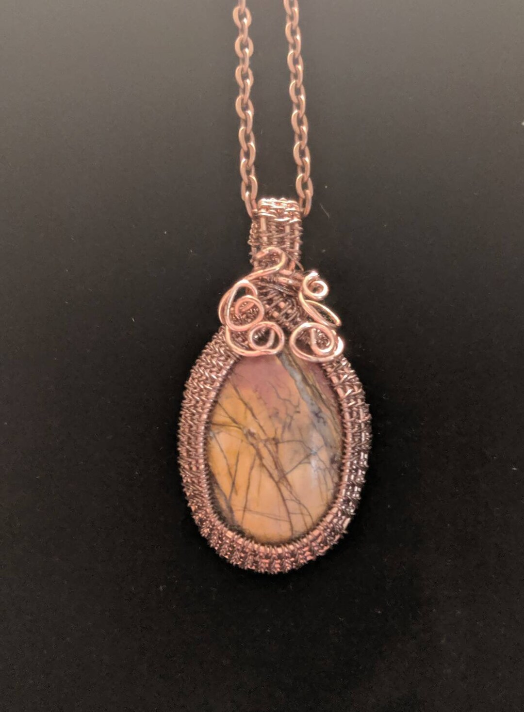 Picasso Jasper Copper Wire Wrapped Pendant - Etsy