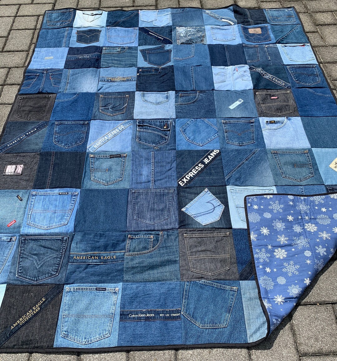 Up-cycled Denim Throw Quilt With Coordinating Throw Pillow - Etsy