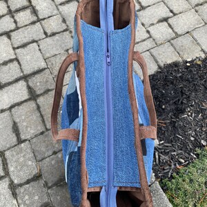 Large Denim Tote Bag With Zipper Made From Recycled Denim - Etsy