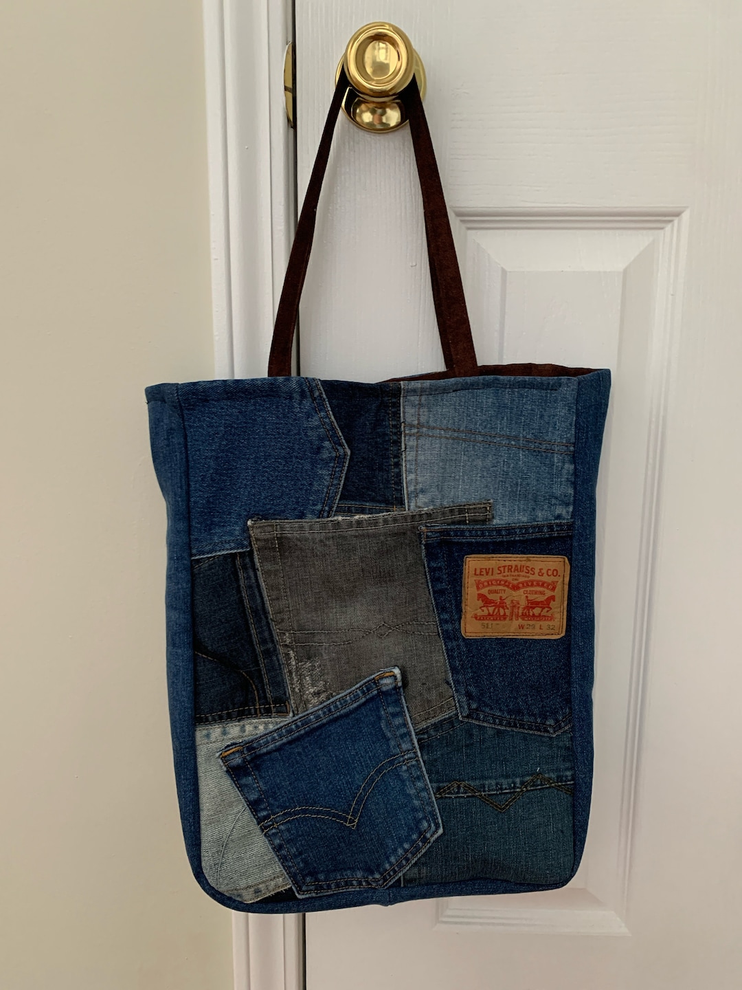 Denim Tote Bag Made From Recycled Denim Jeans - Etsy