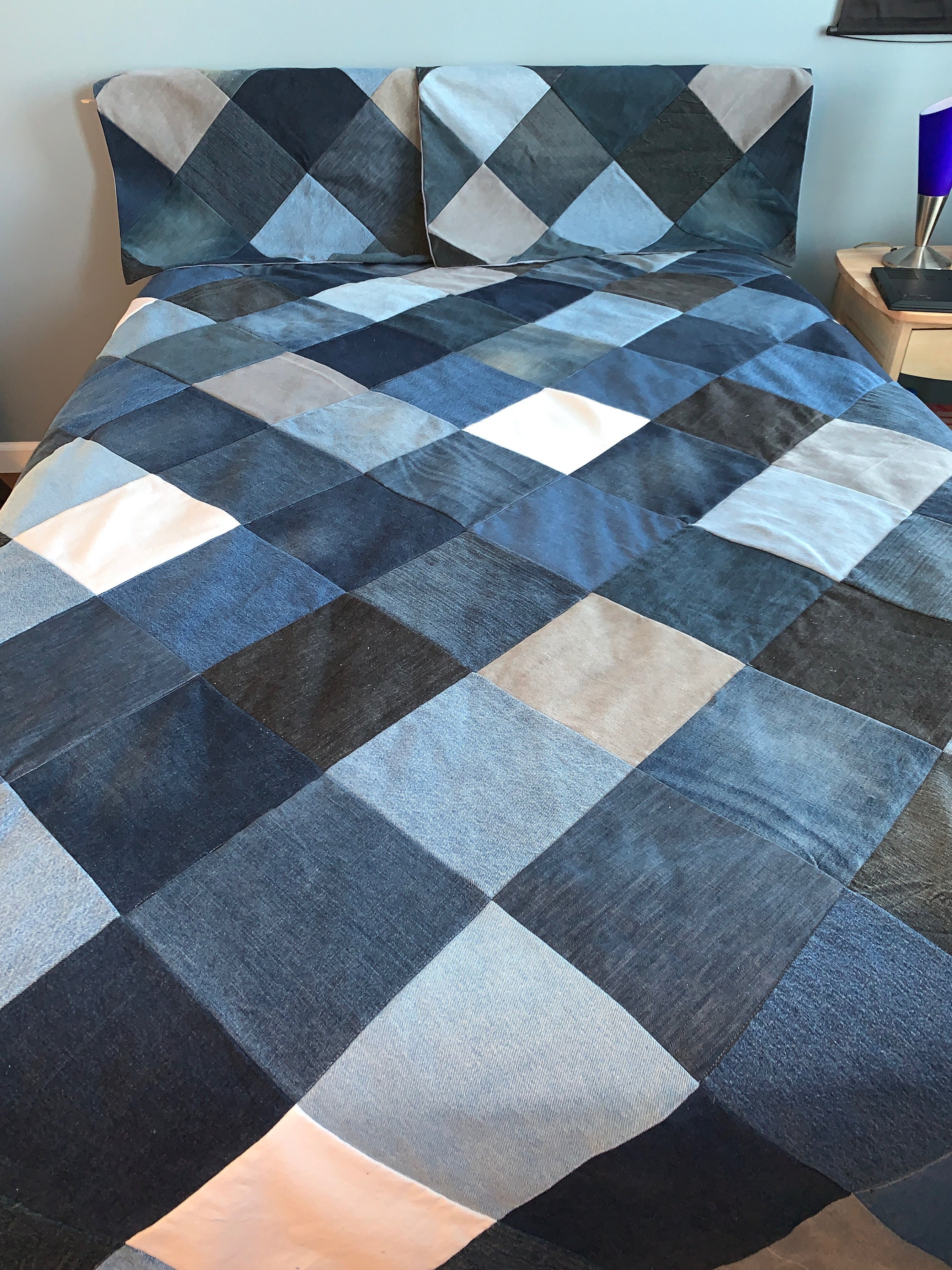 Up-cycled Denim Quilt Made From Recycled Jeans Every One | Etsy Canada
