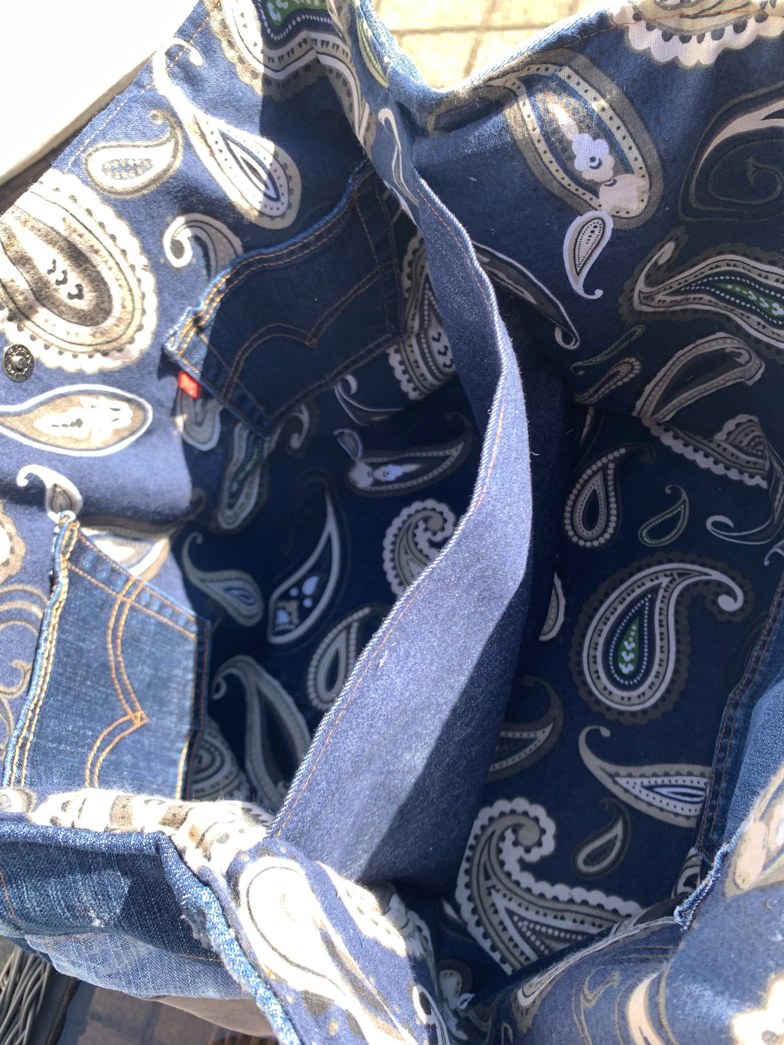 Up-cycled Denim Jean Travel Tote Bag With Dual Compartments - Etsy