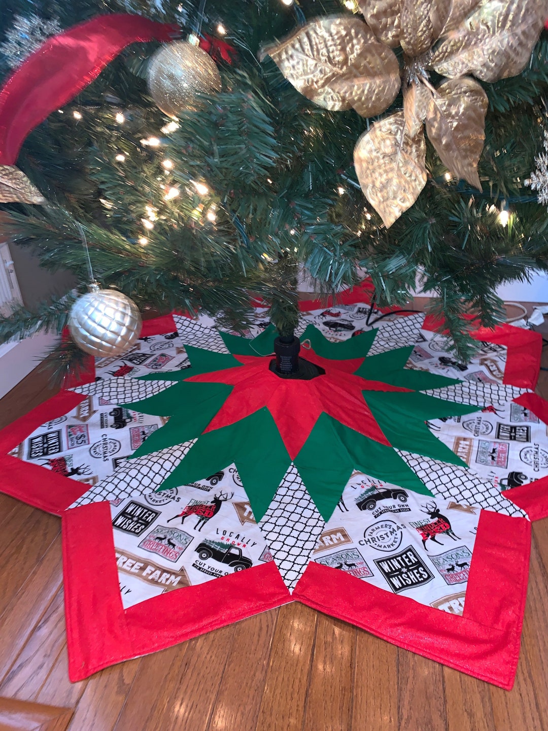 Quilted Star Christmas Tree Skirt - Etsy