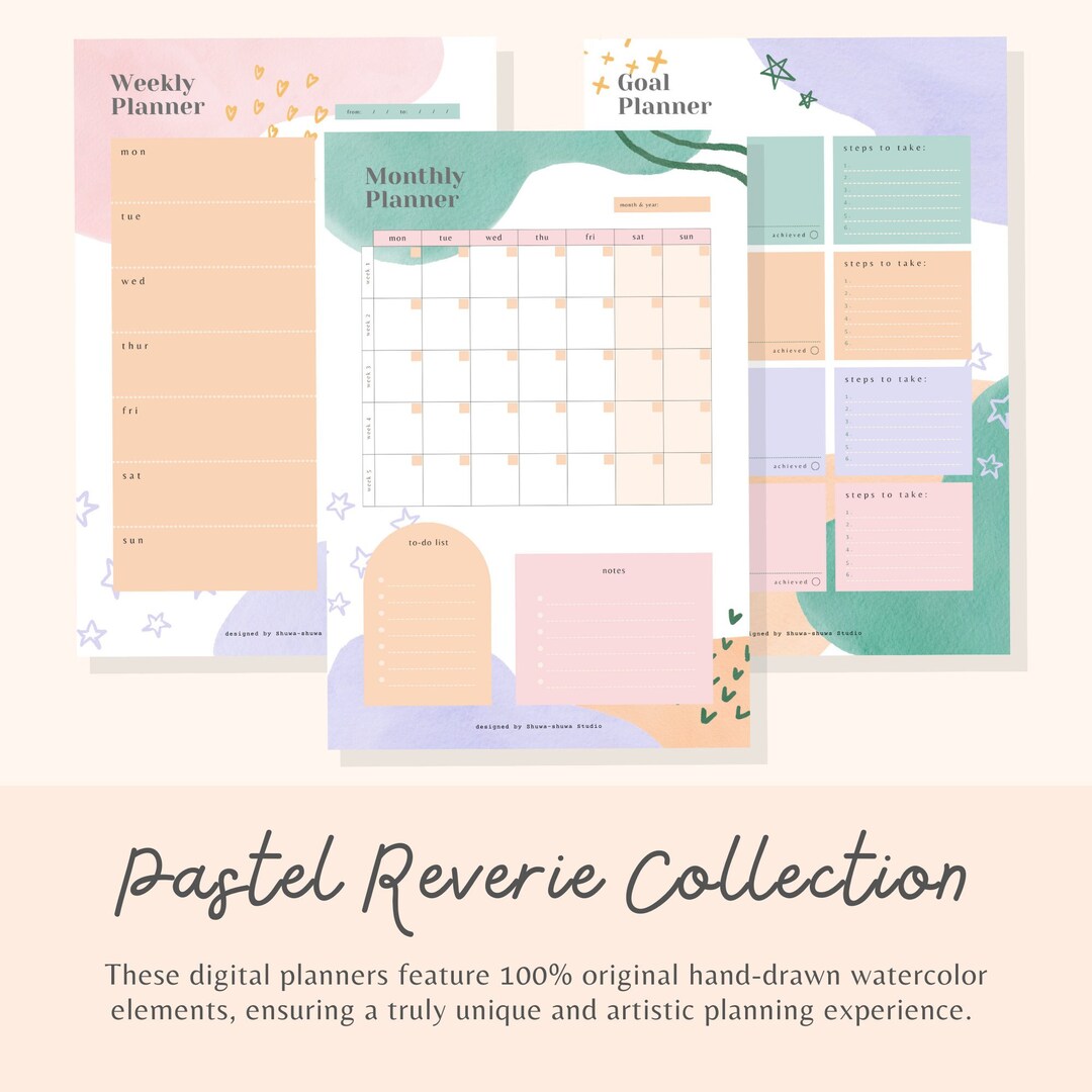 Printable Daily, Weekly, Monthly Planner Hand-drawn Illustration ...