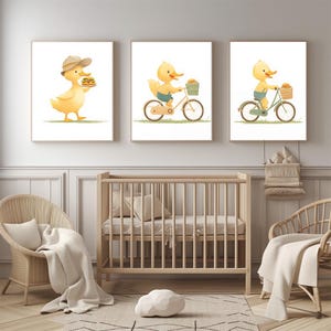 Duck Family Nursery Poster Set of 3, Cute Duckling Illustration Art ...