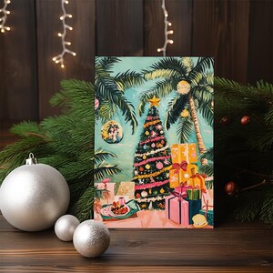 Tropical Christmas Tree Art Print, Christmas in Summer Island Poster ...