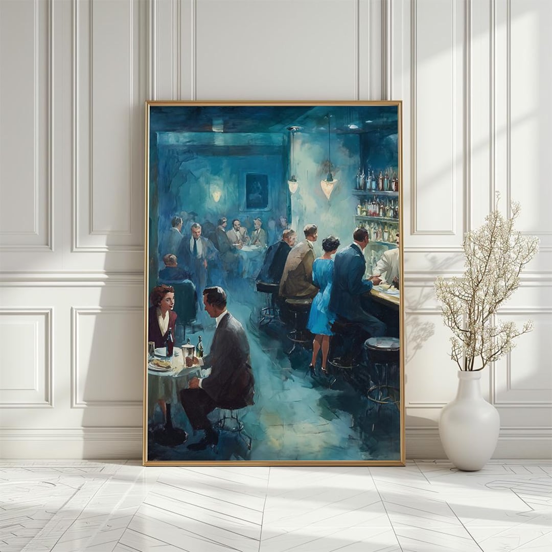 Vintage 1950s Bar Scene Art Print: Retro Nightclub Poster (digital ...