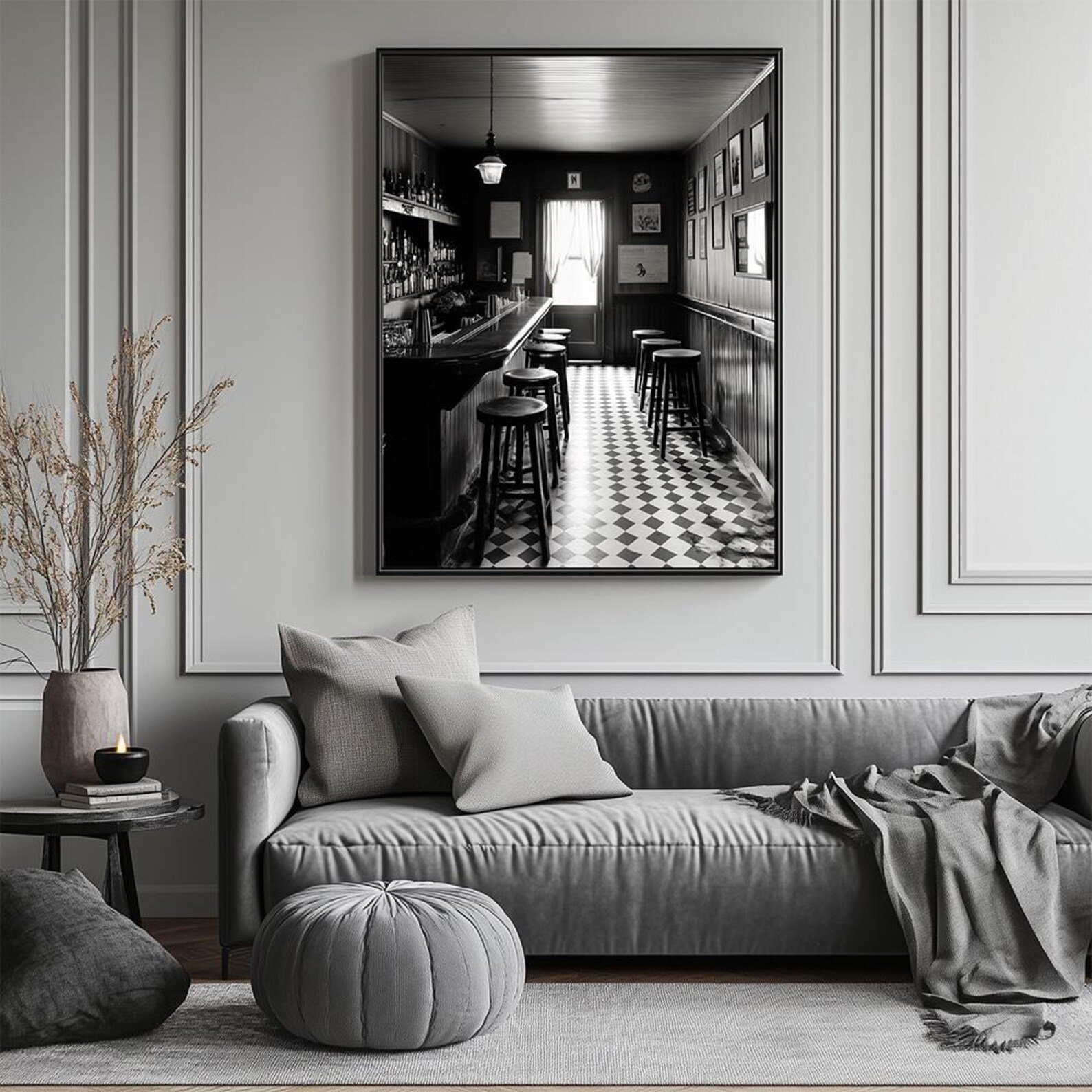 Vintage Bar Print: Black and White Tavern Scene (digital Download) - Etsy
