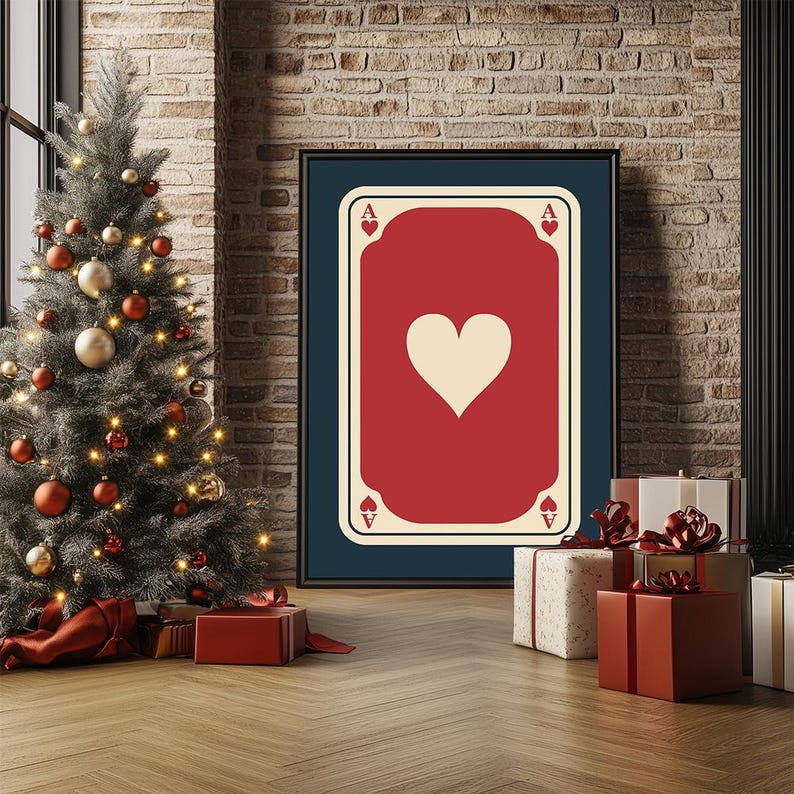 Santa Playing Card Poster Set, Christmas Ace and King Art Print ...