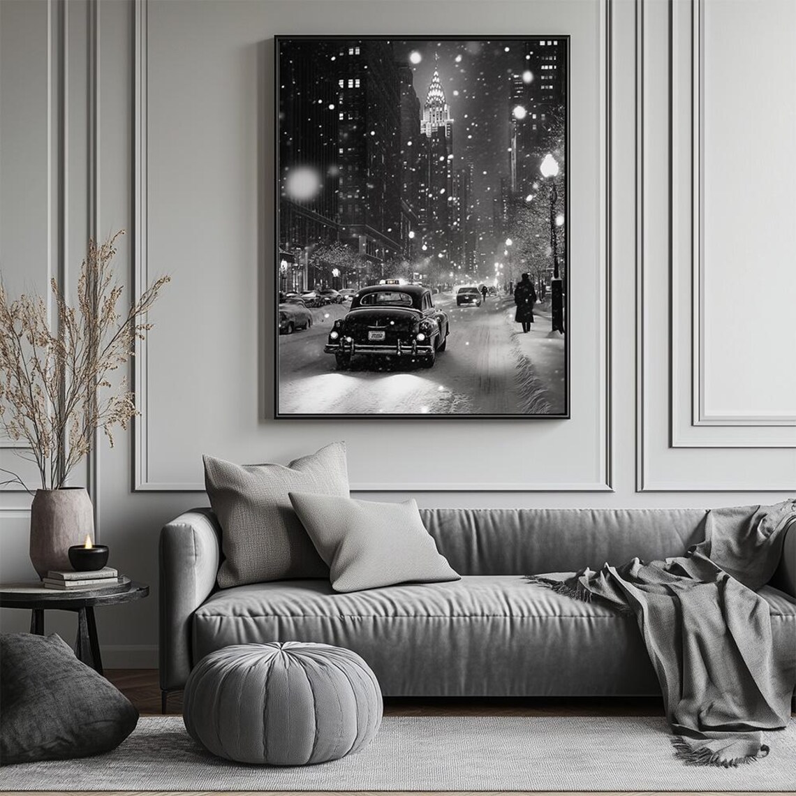 Vintage Winter Cityscape Print: Snowy New York Scene (digital Download ...