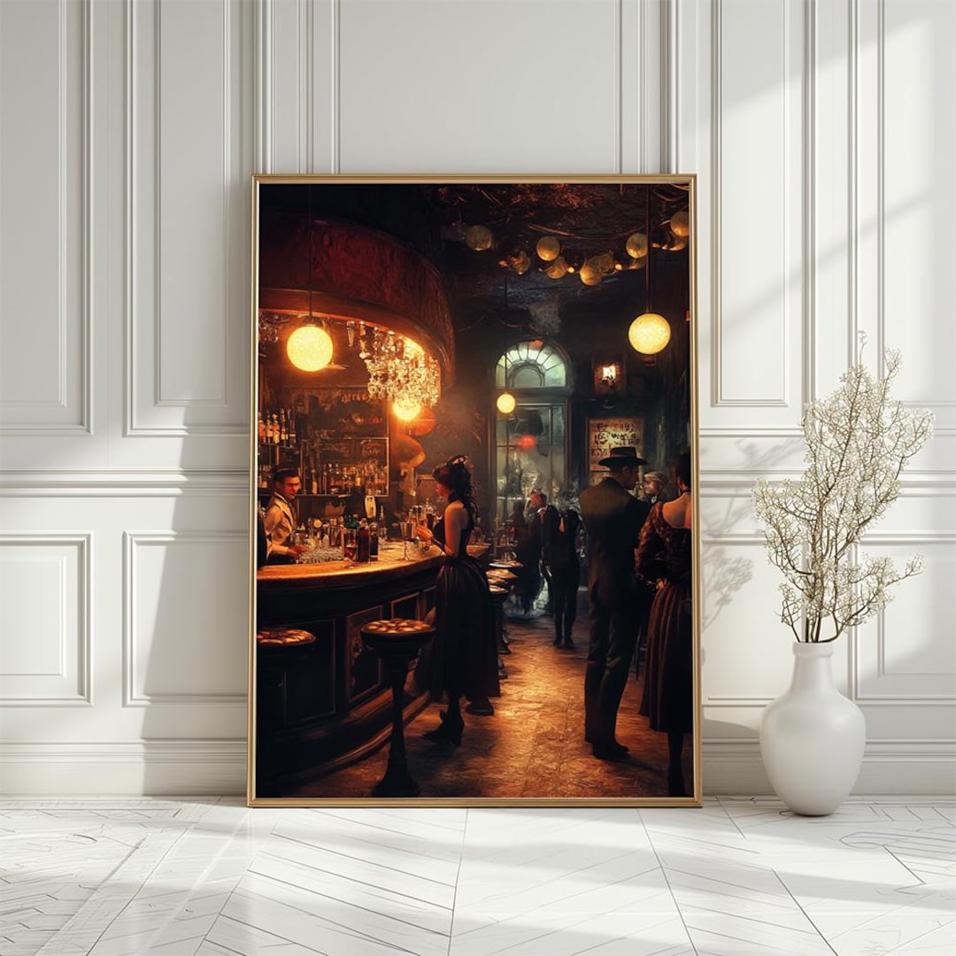 1920s Speakeasy Art Print: Retro Cocktail Lounge, Jazz Bar Decor ...