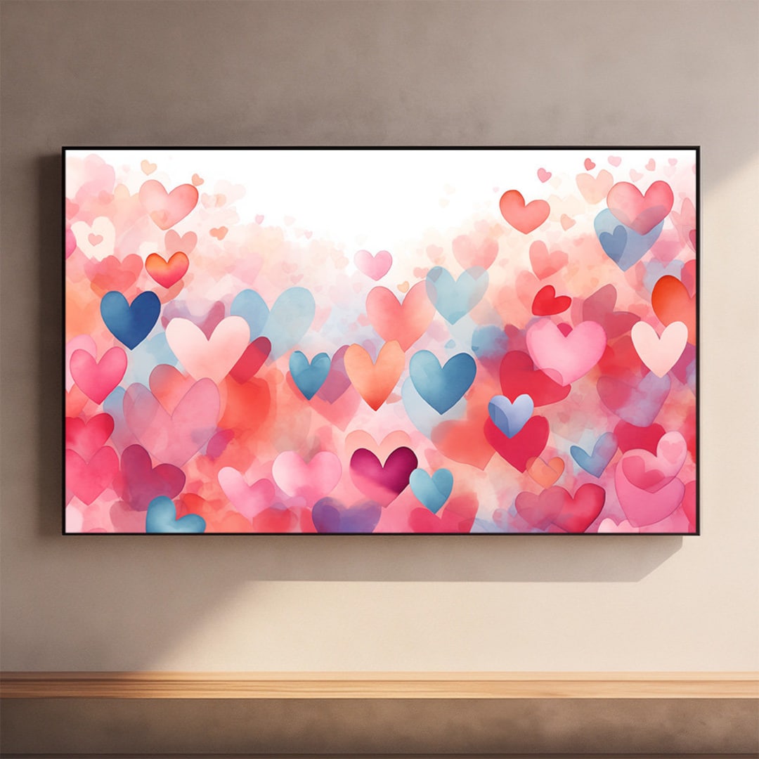 Soft Color Watercolor Heart TV Art, Pastel TV Art, Abstract Art for TV ...