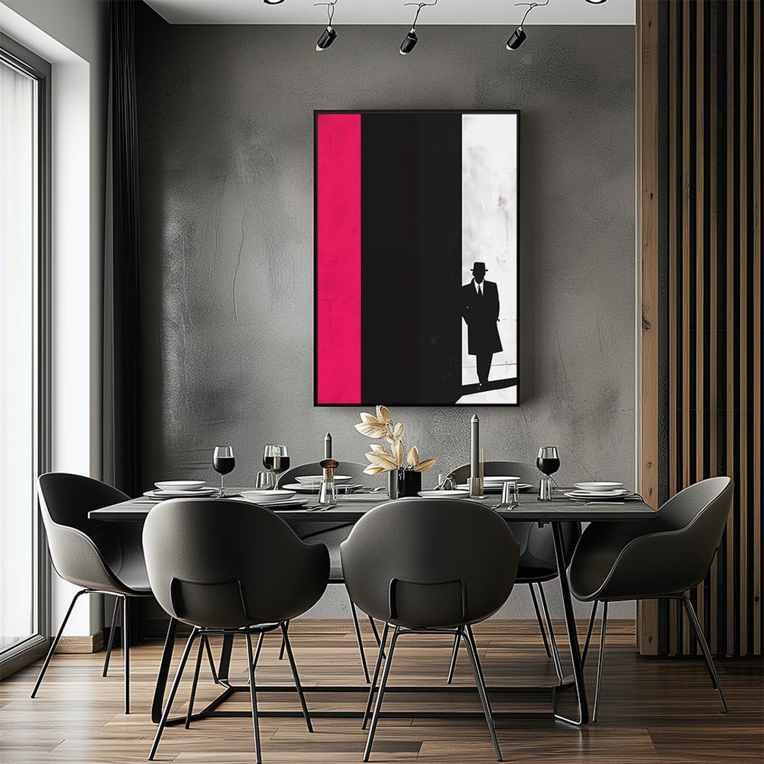 Man Silhouette Poster for Modern Home or Office Decor, Pink Accent ...