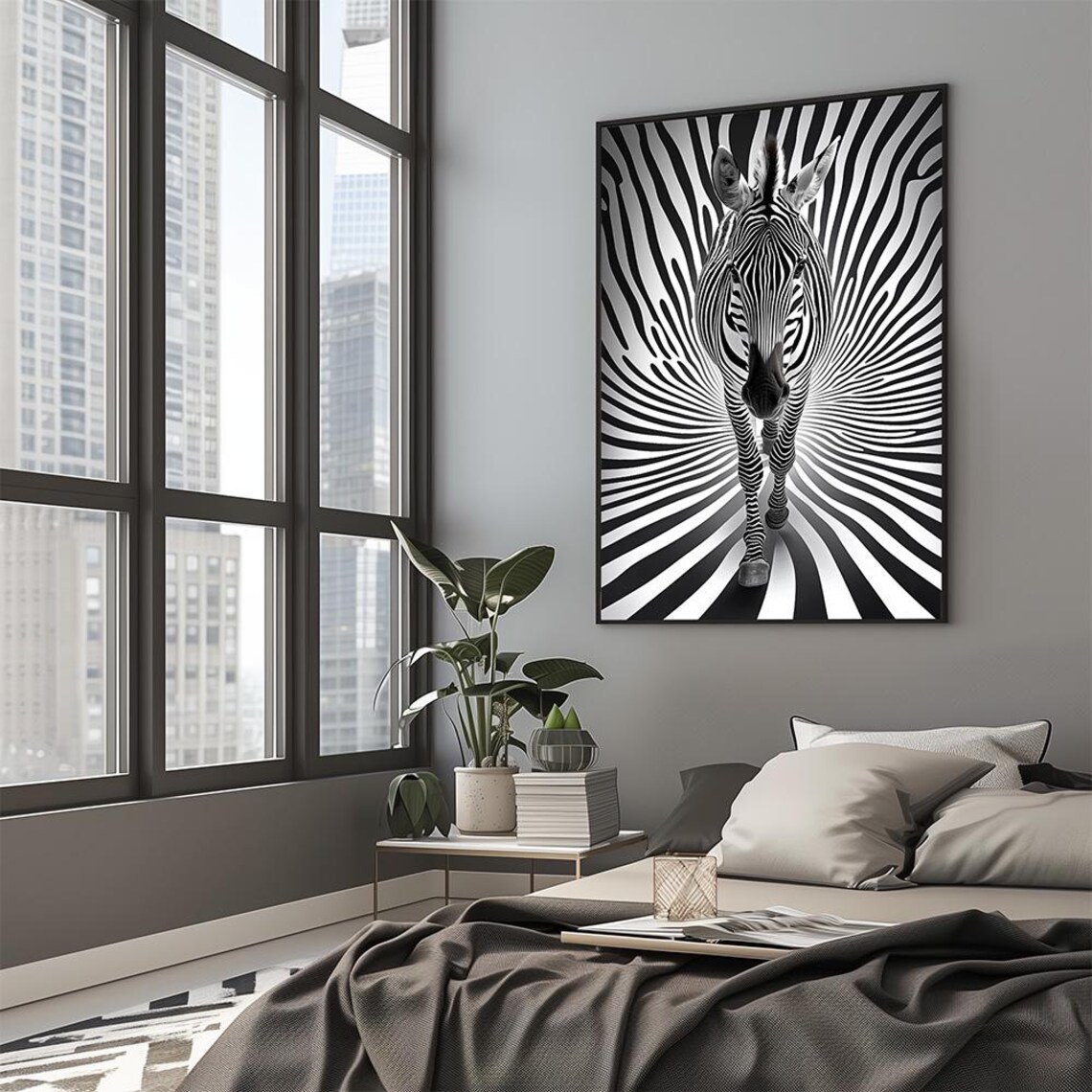 Optical Illusion Zebra Print: Black and White Animal Art (digital ...